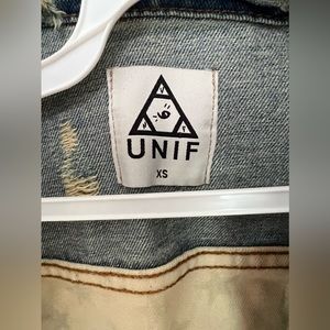 UNIF | Jackets & Coats | Unif American Flag Studded Frayed Denim Jacket ...